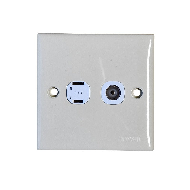 Square Coaxial tv 12v Socket - Beige